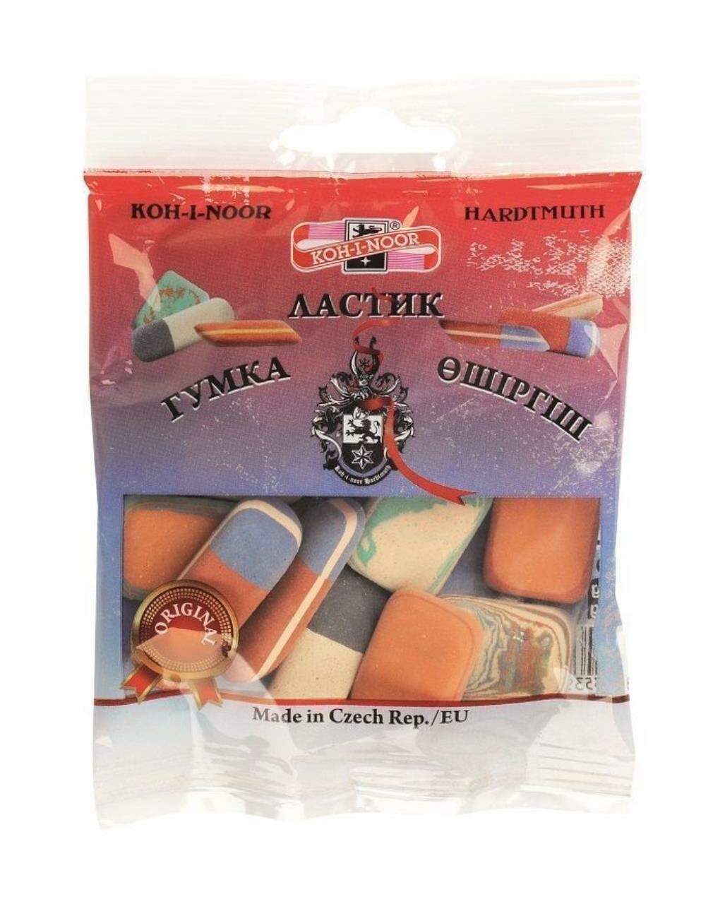 Ластик KOH-I-NOOR "6510", каучук, разные размеры, 8 штук, ассорти