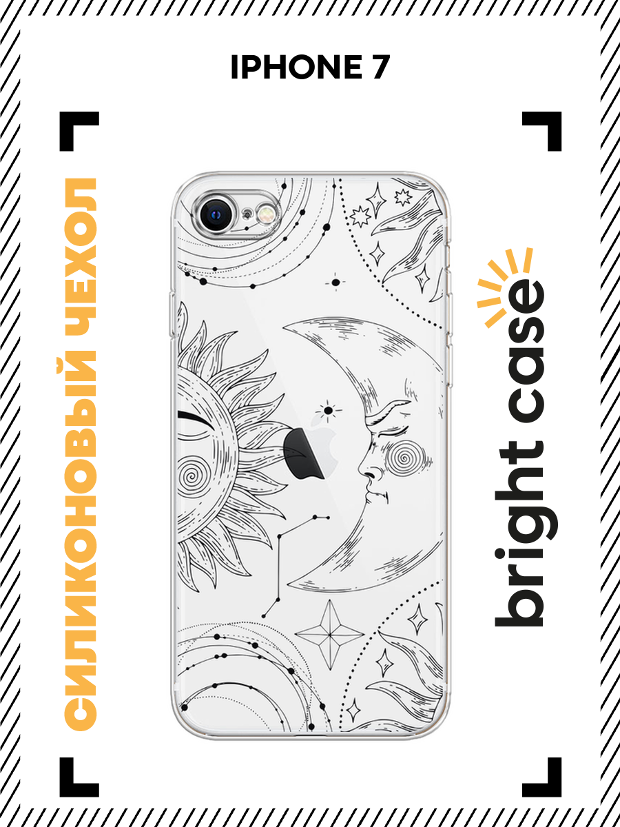 Чехол на Apple iPhone 7/8/SE 2020/SE 2022 / Айфон 7/Айфон 8 с принтом Астральные лики, прозрачный