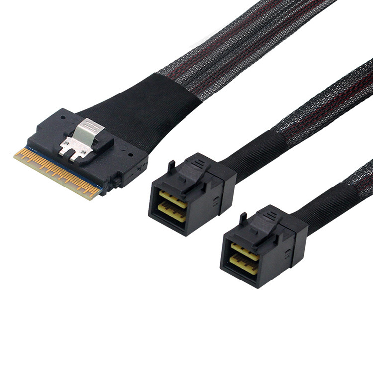 Кабель MyPads для серверной платы Mini SAS SFF-8654 76Pin на 2 кабеля сервера SFF-8643