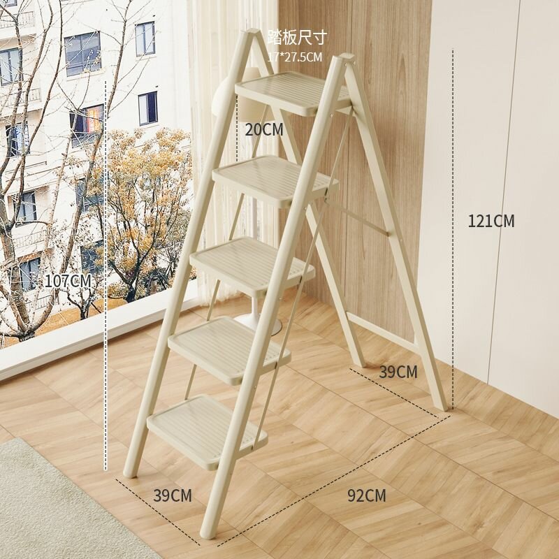 Ступенька-стремянка, складная, алюминиевый сплав, 121 см, белая