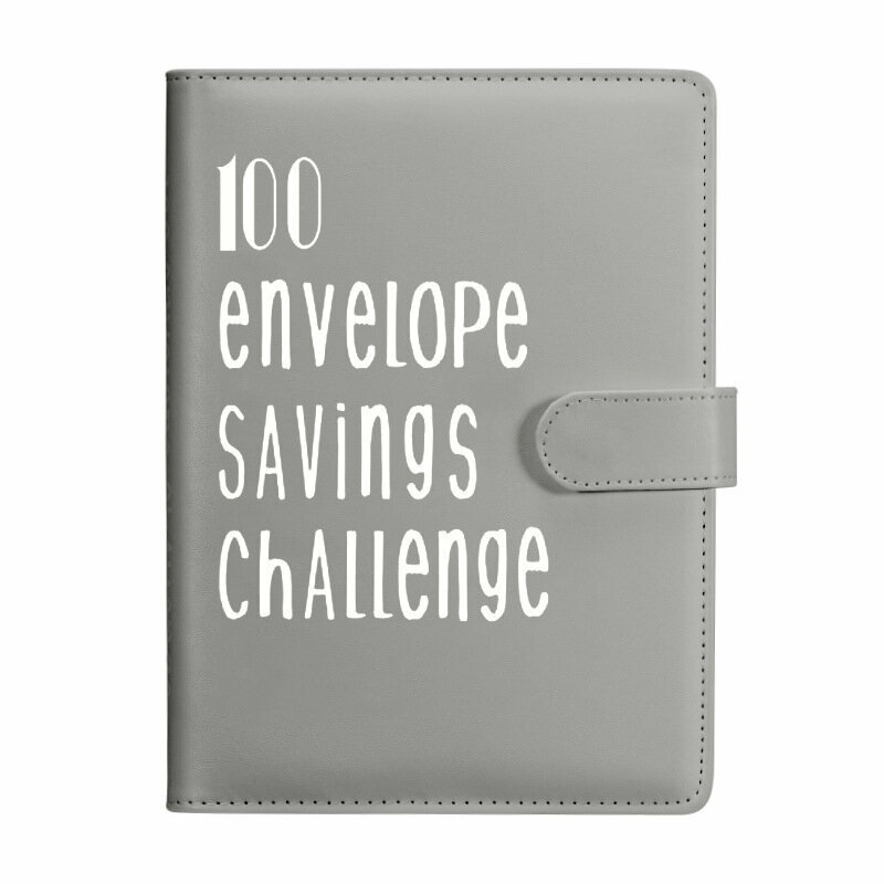 Конверт "100% экономия денег", темно-серый, А5, с пряжкой, одинарная оболочка