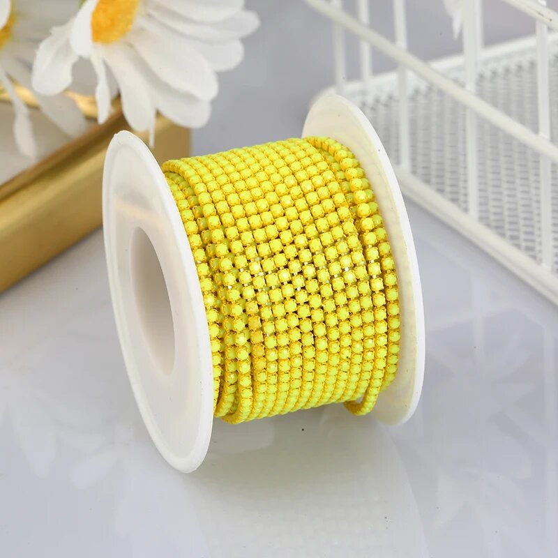 Цепочка для украшений желтая, SS6(2mm)-5yards