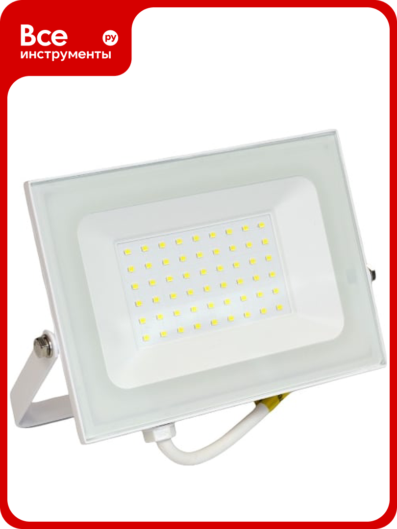 Светодиодный прожектор truEnergy IP65 50W 6500K 4000Lm 207x170x22 мм белый алюминий 13150, 187x133, 4000 л