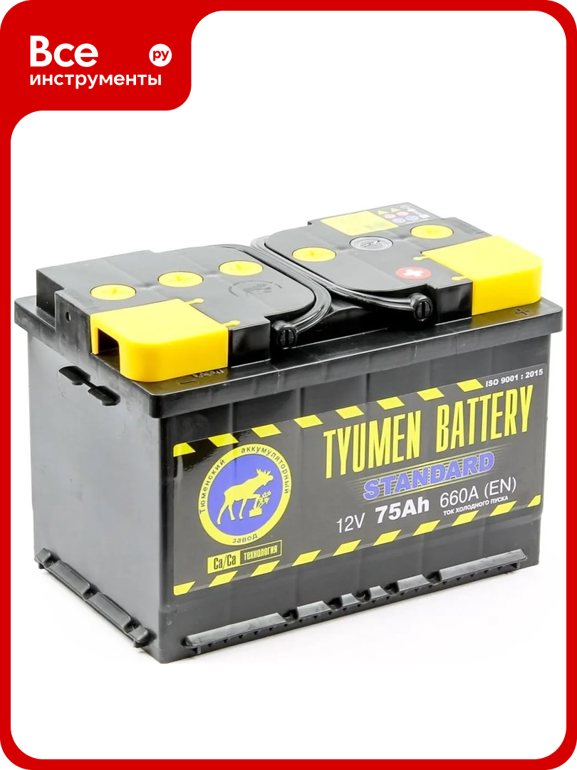 Аккумуляторная батарея TYUMEN BATTERY Тюмень standard 6ст -75.0 l TNS75.0 обратная полярность для автомобилей легковых и грузовых кальциевая технология