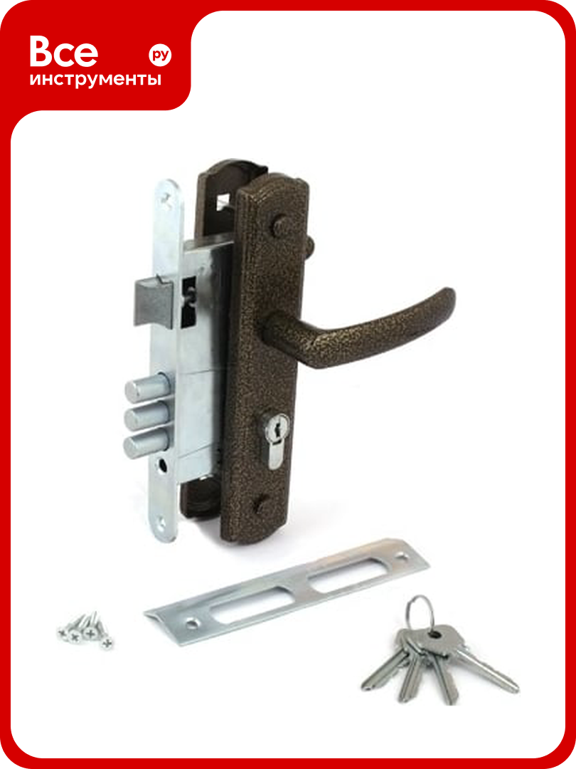 Врезной замок Avers ЗВ4-1-8 бронза 20746, 45мм, 60мм, для установки в межкомнатные двери