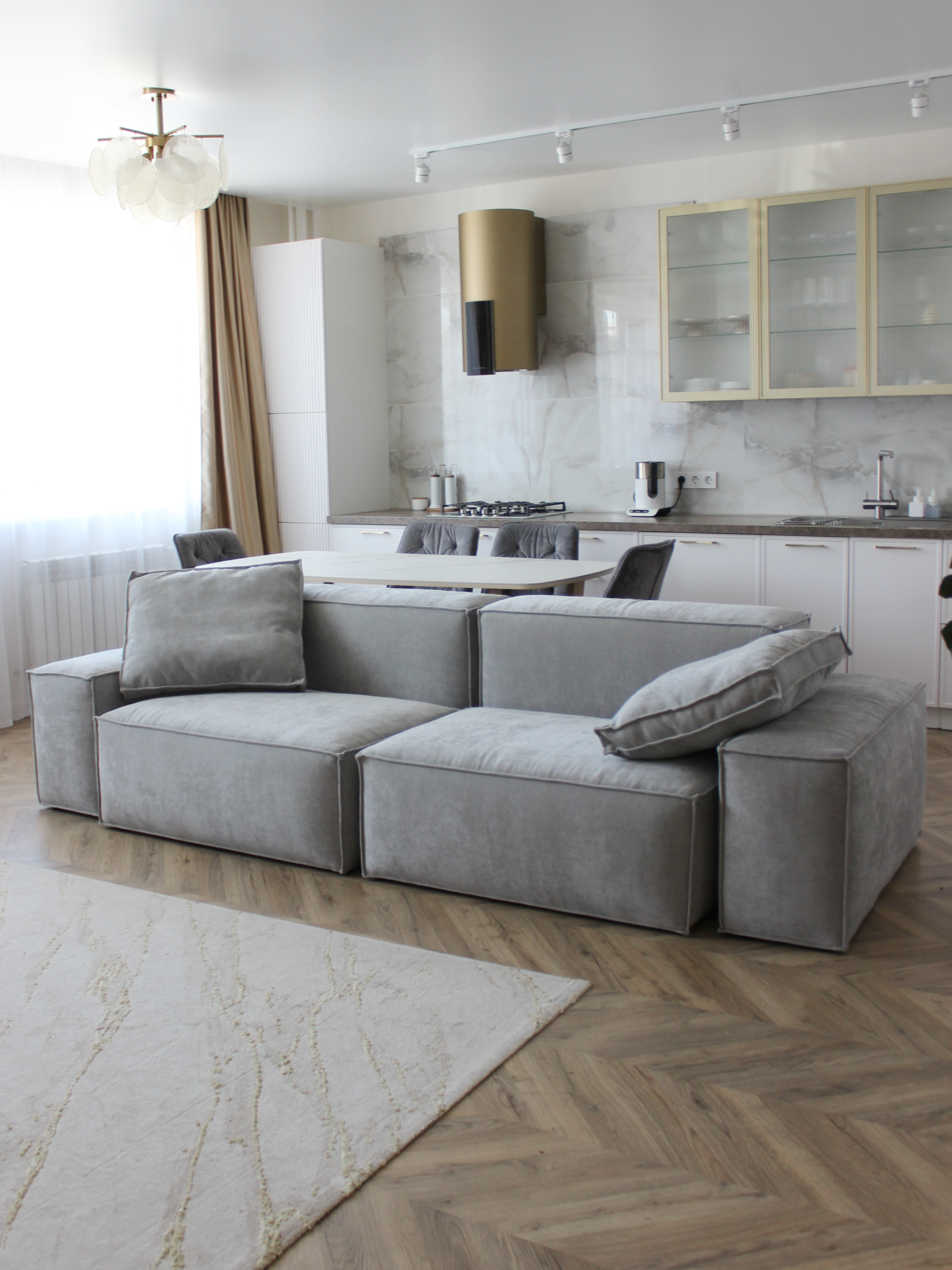 Диван модульный Конер, серый, 280х105х72