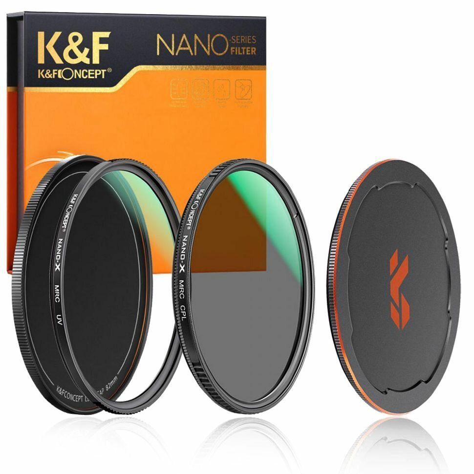 Комплект светофильтров K&F Concept Nano-X MCUV+CPL 82мм