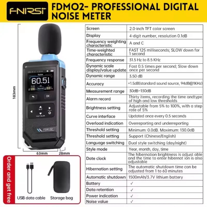 FNIRSI FDM-02 Цифровой шумомер