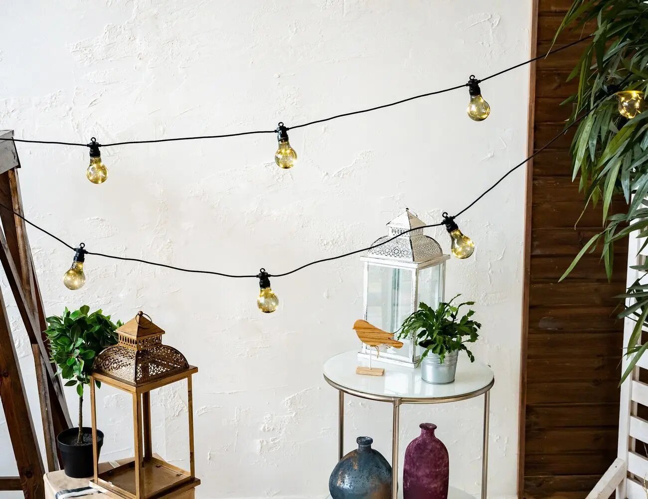 Ретро гирлянда светлячки В лампочках дымчатая, 20 ламп, 100 тёплых белых микро LED-огней, 9.5+5 м, чёрный провод, коннектор, уличная, Kaemingk (Lumineo)