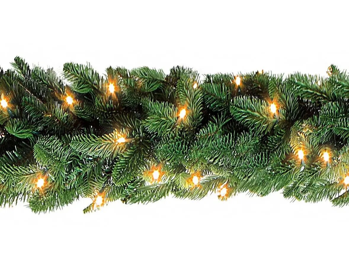 Хвойная гирлянда "Нормандия" (литая хвоя PE+PVC), с 72 теплых белых LED-огней, 180х33 см, зеленый, Triumph Tree