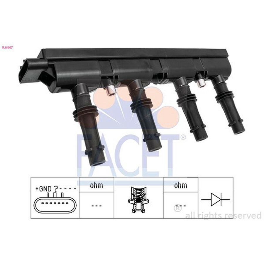 FACET 96447 Катушка OPEL ASTRA J 1.4 Turbo 12, 09 - 10, 15
