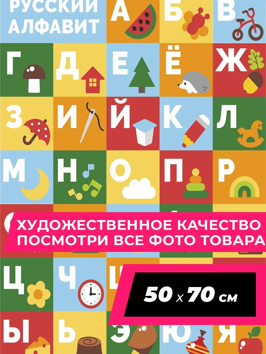 Плакат алфавит русский на стену для 1 2 3 4 класса 50 на 70