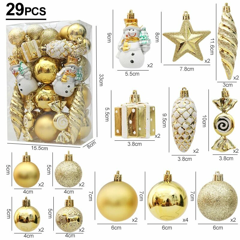 Набор новогодних подвесок Xunyihappy, Gold-29pcs