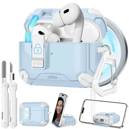 Чехол для AirPods Pro 3, Sky Blue с ручкой