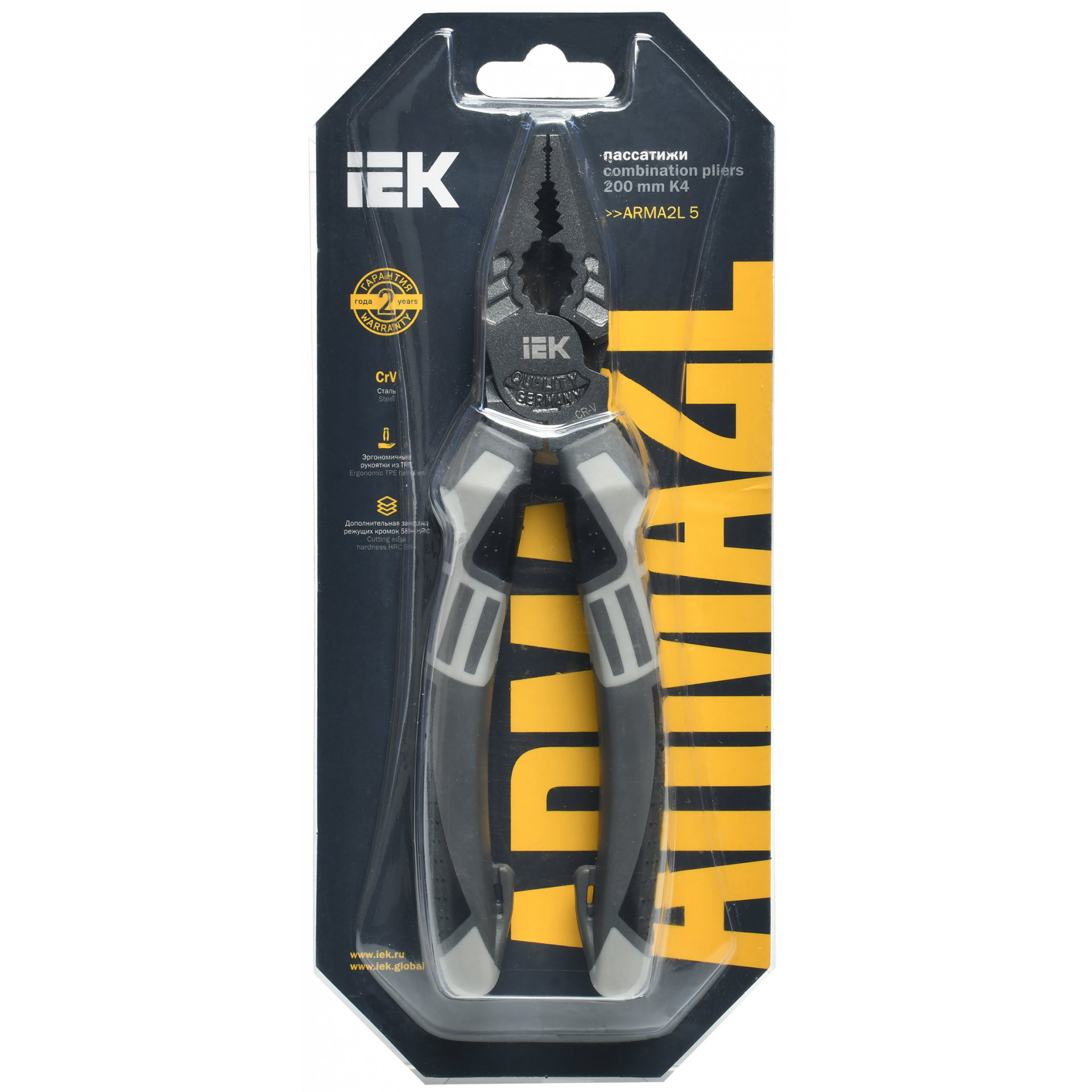 ARMA2L 5 Пассатижи 200мм K4, IEK A2L5-PL10-K4-200 (1 шт.)