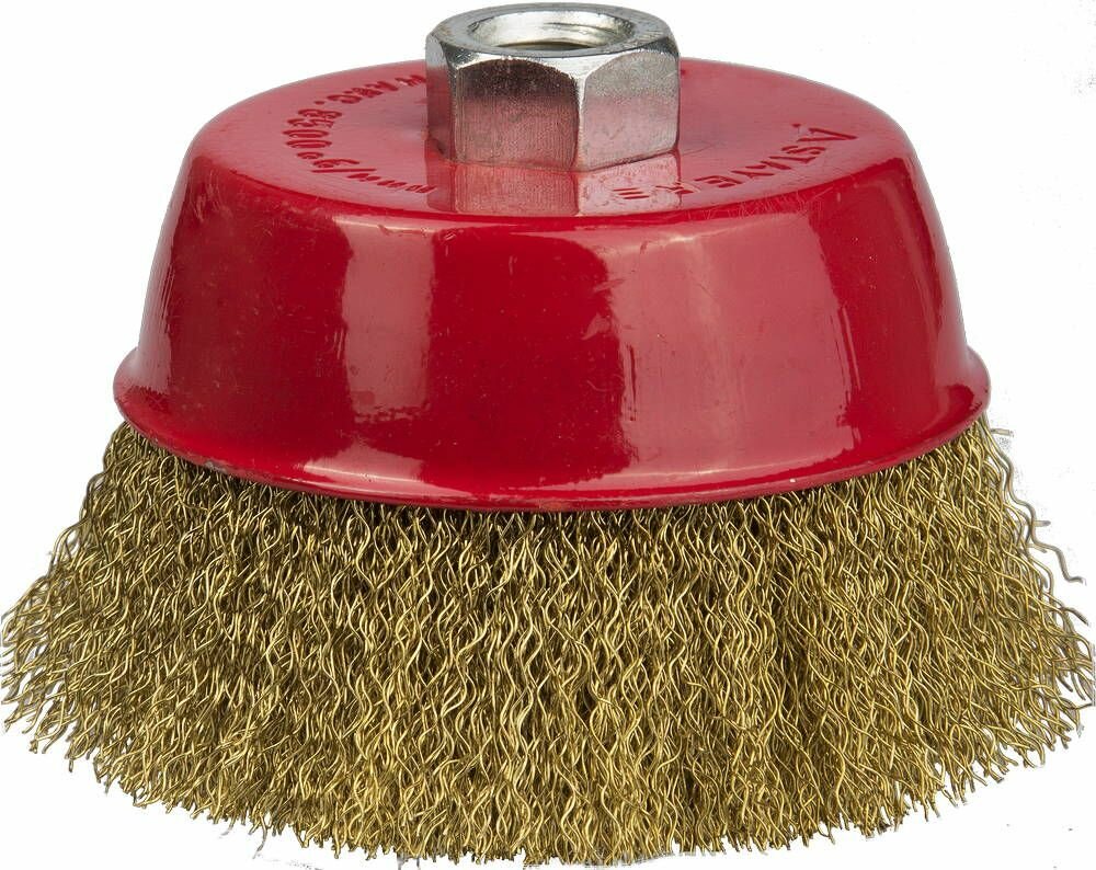 Чашечная щетка-крацовка STAYER, 75 мм, витая стальная латунированная проволока 0.3 мм, для УШМ, Professional 35125-075_z01