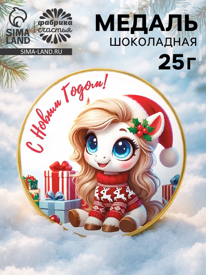 Шоколадная медаль С Новым годом, 25 г, 2 шт.