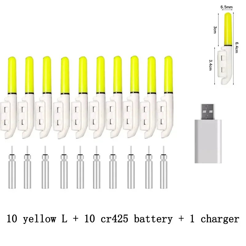 Световые палочки B655, 10 шт. yellow L and battery