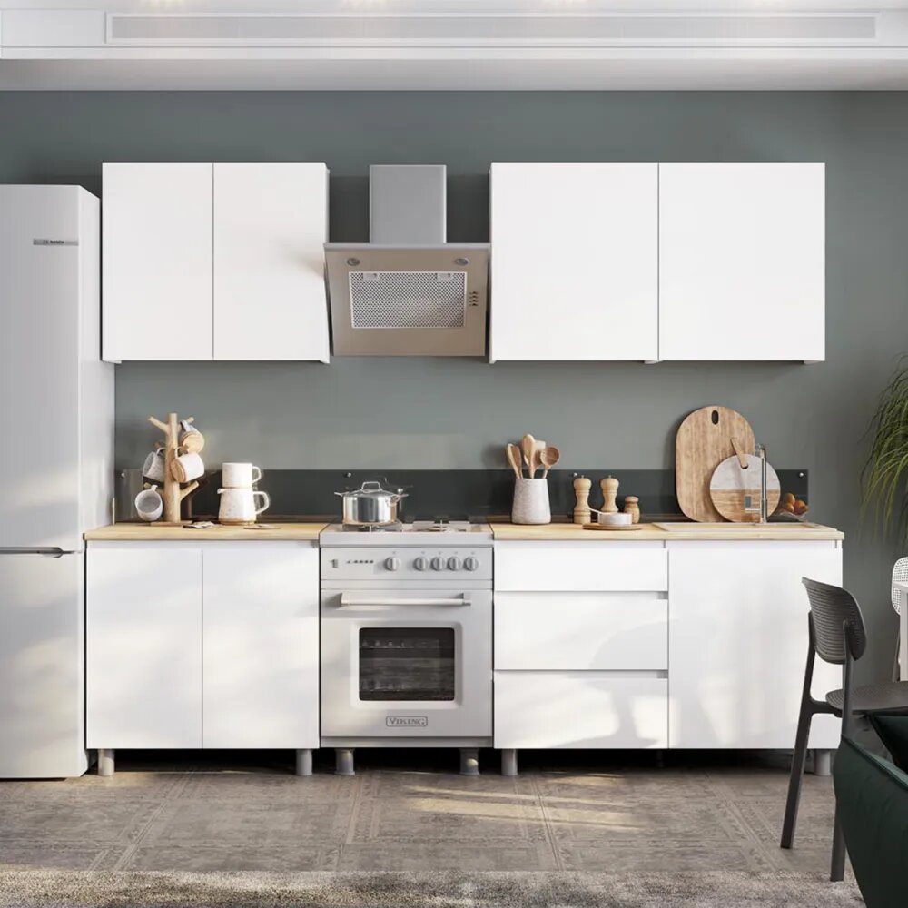 Кухня мркг 3/Денвер 2м Белый текстурный/Дуб сонома