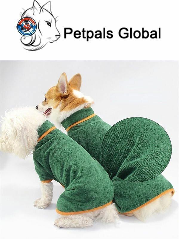 Полотенце халат для собак после купания, впитывающее влагу и быстро сохнущее, с застежкой липучкой, мягкий хлопковый банный халат для животных