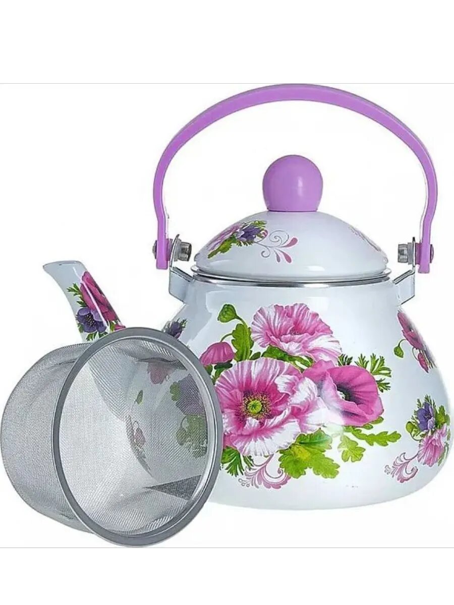 Чайник для плиты эмаль EM-131X1/14 «Нежные маки» 1.3л