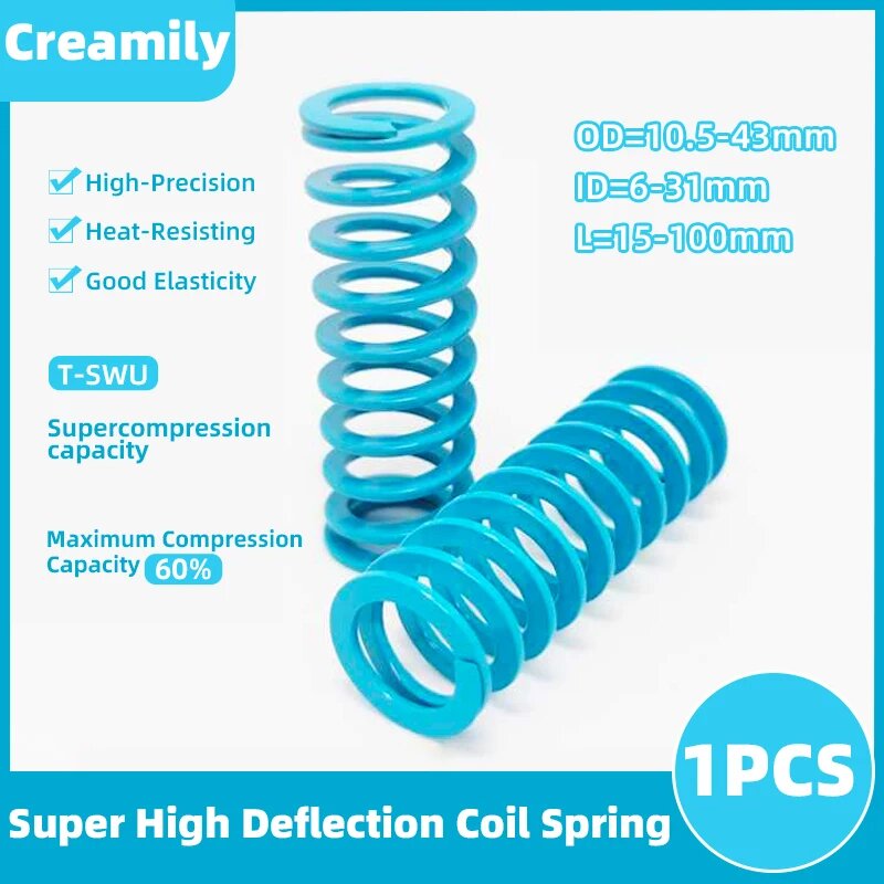 Creamily, 1 шт, светло-голубая спиральная пружина с сверхвысоким дефектом, прецизионная прямоугольная наружная диаметр = 10,5 мм-43 мм, внутренний диаметр = 6 мм-31 мм, длина = 15 мм-100 мм, 20mm, Light-Blue, OD17mm-ID10.5mm