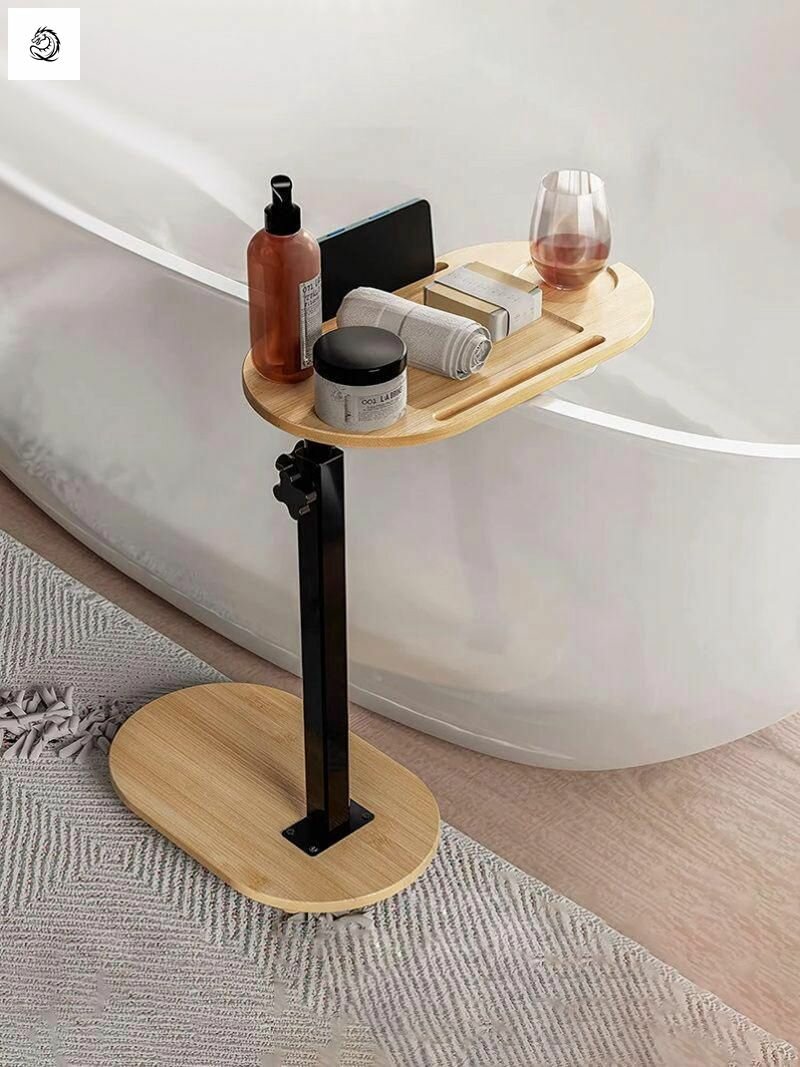 Вращающийся бамбуковый столик с регулировкой высоты 42-82 см