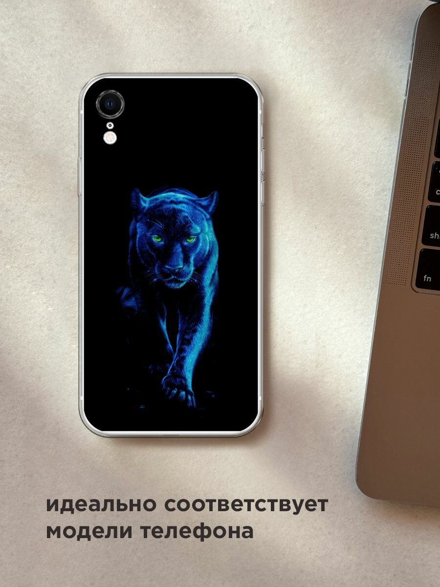 Чехол на Apple iPhone XR / Айфон XR с принтом "Пантера в лунном свете" — фото 1
