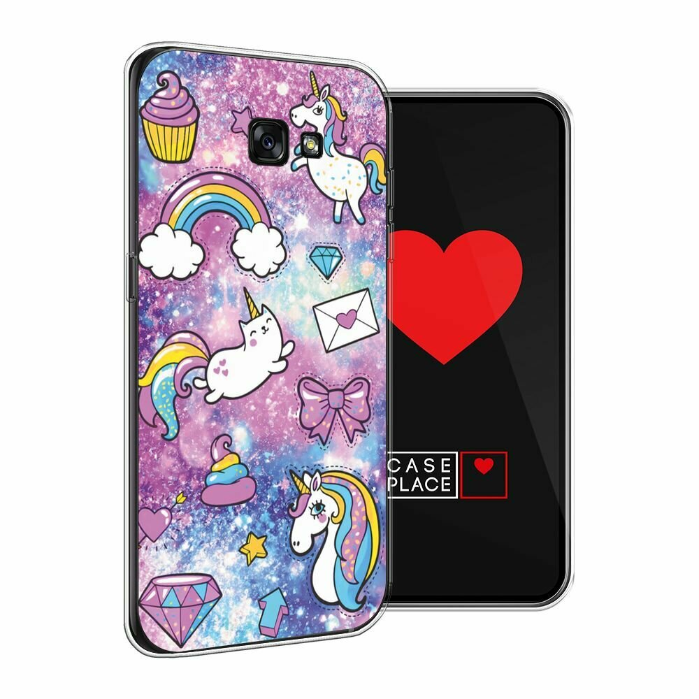 Чехол на Samsung Galaxy A7 2017 / Самсунг Галакси А7 2017 с принтом "Rainbow doodles" — фото 1