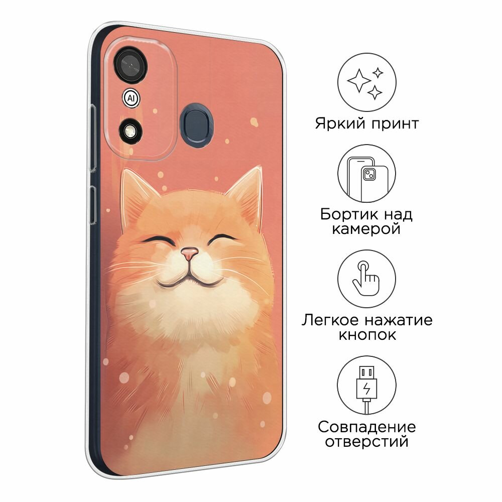 Чехол на Itel A27 / Ител А27 с принтом "Довольный рыжий котик" — фото 1