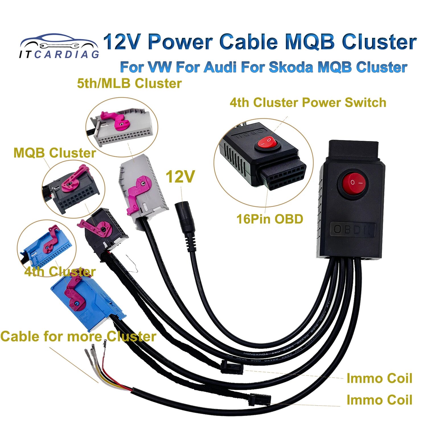 MQB Cluster 12 В Кабель для проверки мощности 5-го кластера Кабель 4-го ID48 Программный кабель MQB NEC35XX Кабель MQB48 Инструментальный кабель подходит для VVDI2
