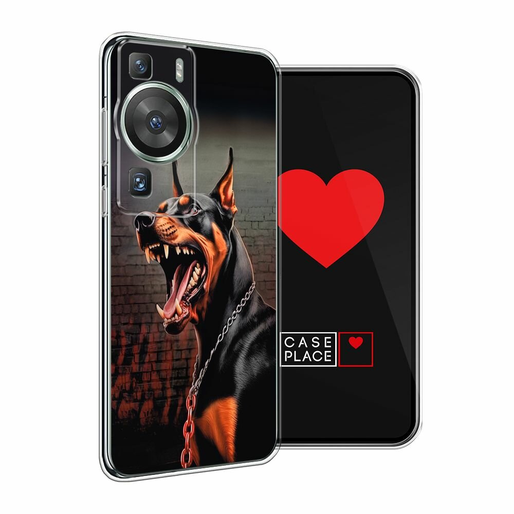 Чехол на Huawei P60/P60 Pro / Хуавей P60/P60 Про с принтом "Доберман с цепью" — фото 1