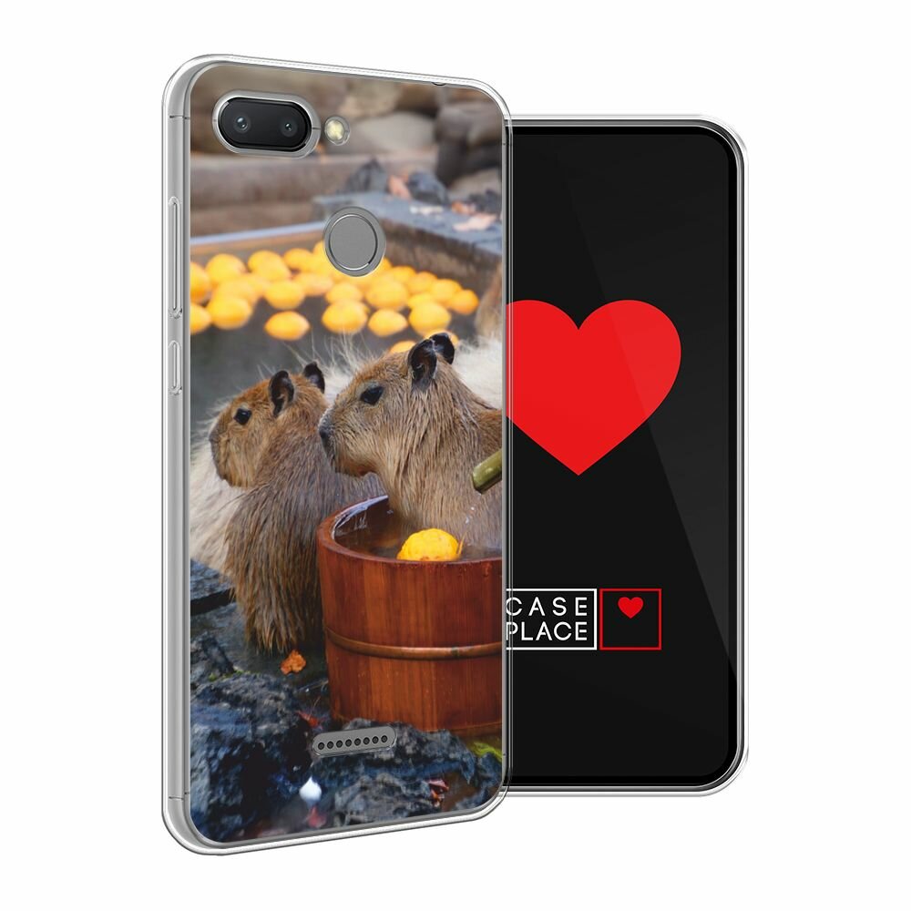 Чехол на Xiaomi Redmi 6 / Сяоми Редми 6 с принтом "Капибары отмокают" — фото 1