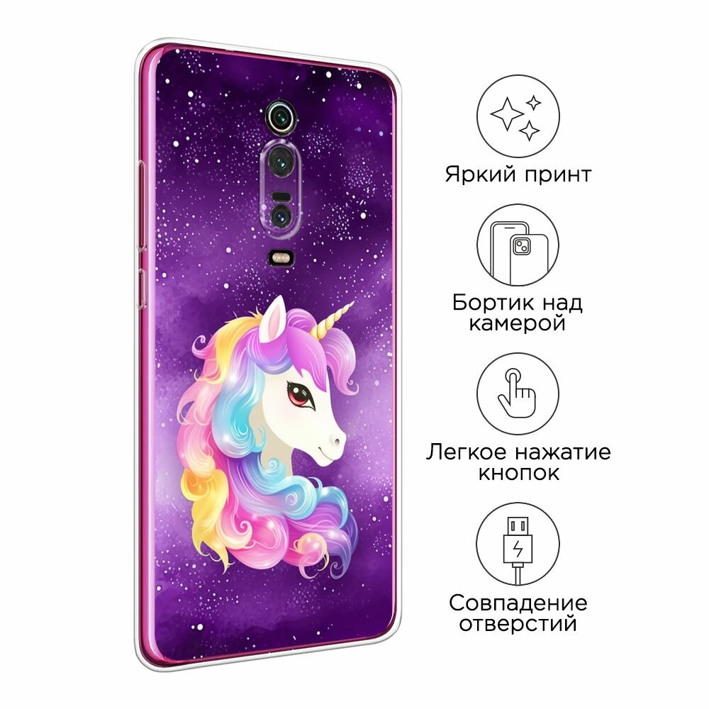 Чехол на Xiaomi Redmi K20/K20 Pro/Mi 9T/9T Pro / Сяоми Редми К20/K20 Pro/Mi 9T/9T Pro с принтом "Кудрявый единорог" — фото 1