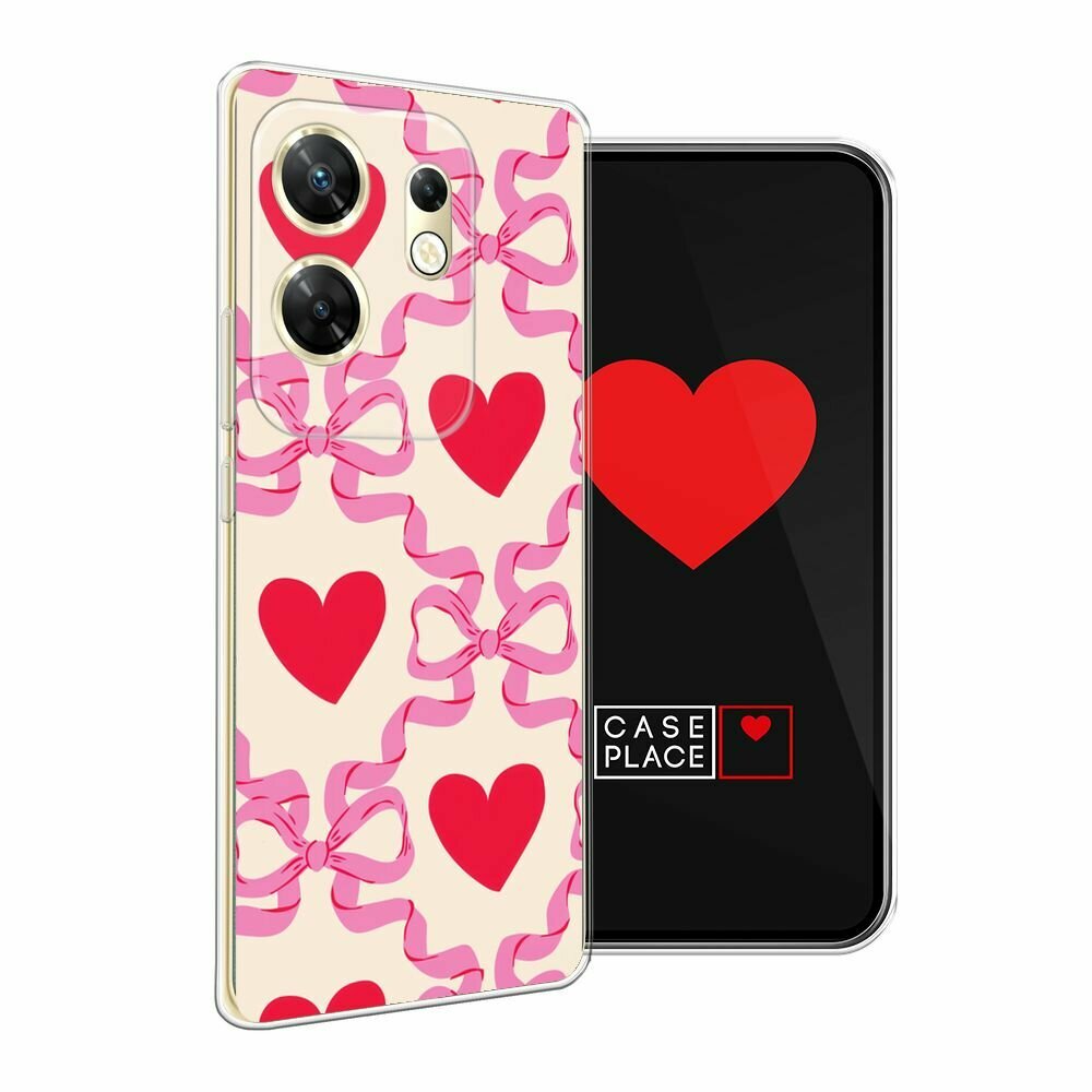 Чехол на Infinix Zero 30 4G / Инфиникс Зеро 30 4G с принтом "Hearts and ribbons 1 - 14 февраля" — фото 1