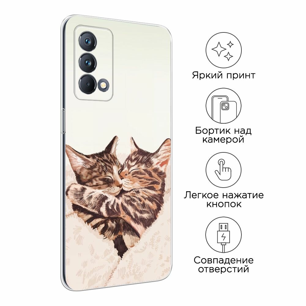 Чехол на Realme GT Master Edition / Реалми GT Мастер Эдишн с принтом "Влюбленные котейки - 14 февраля" — фото 1