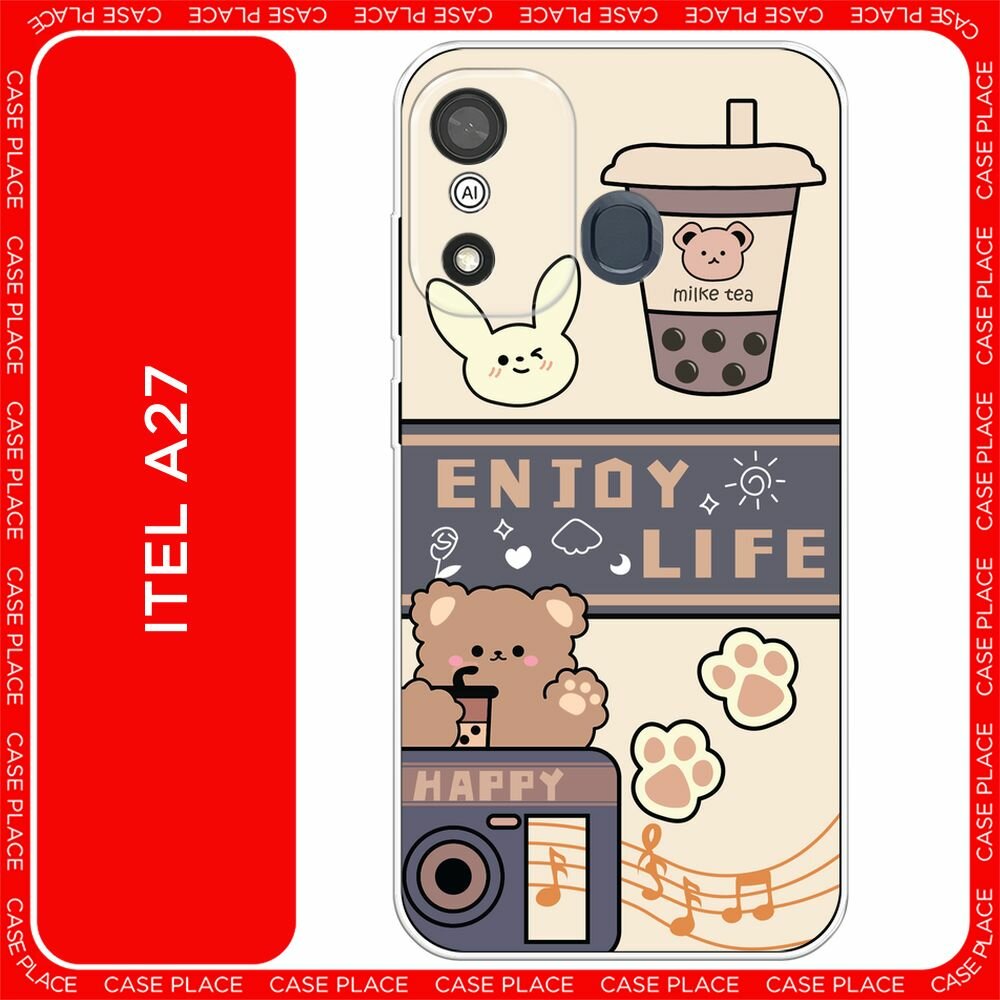 Силиконовый чехол на Itel A27 / Ител А27 с принтом "Enjoy life 1"