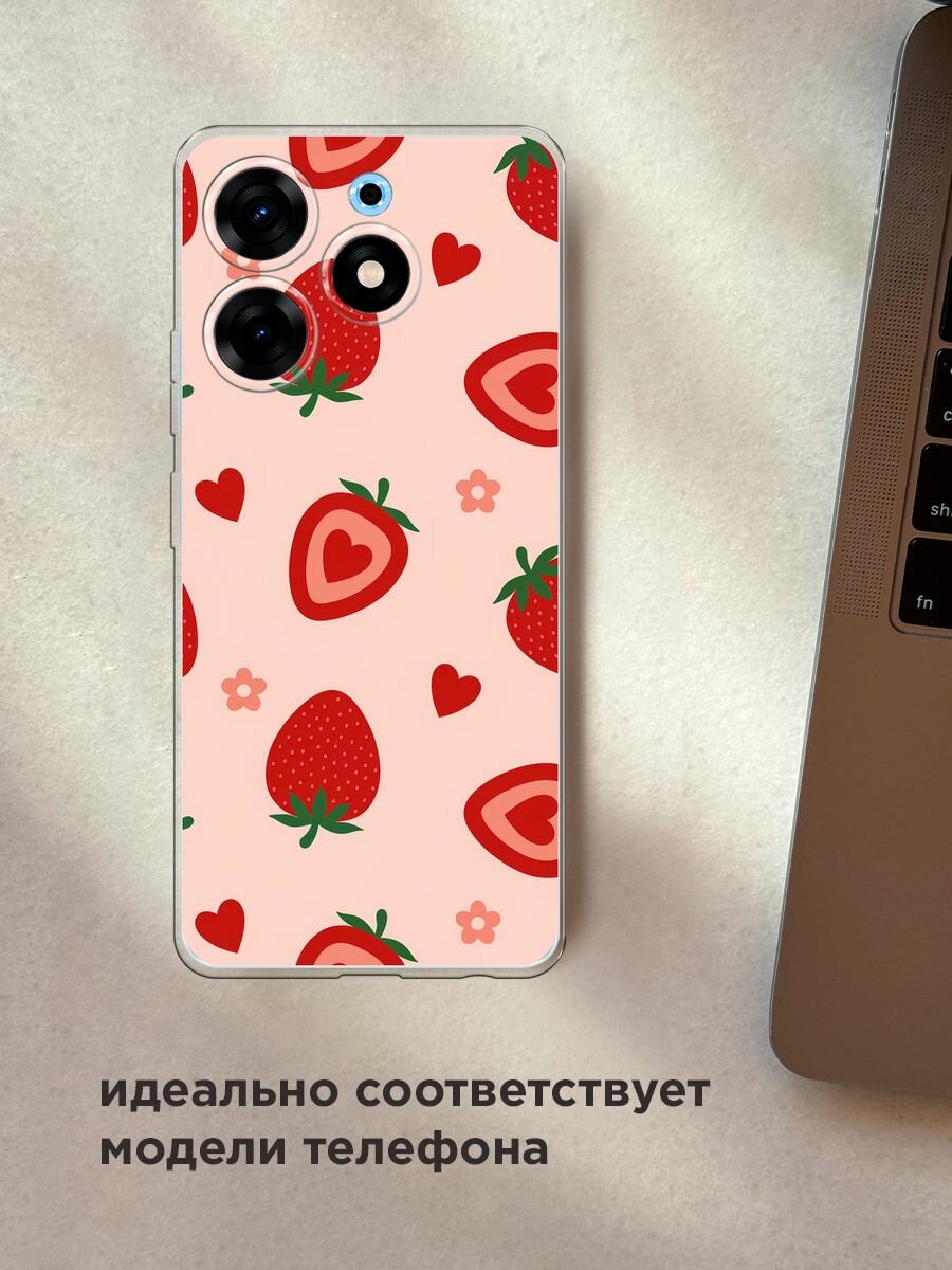 Чехол на Tecno Spark 10 Pro / Текно Спарк 10 Про с принтом "Heart strawberries 1 - 14 февраля" — фото 1