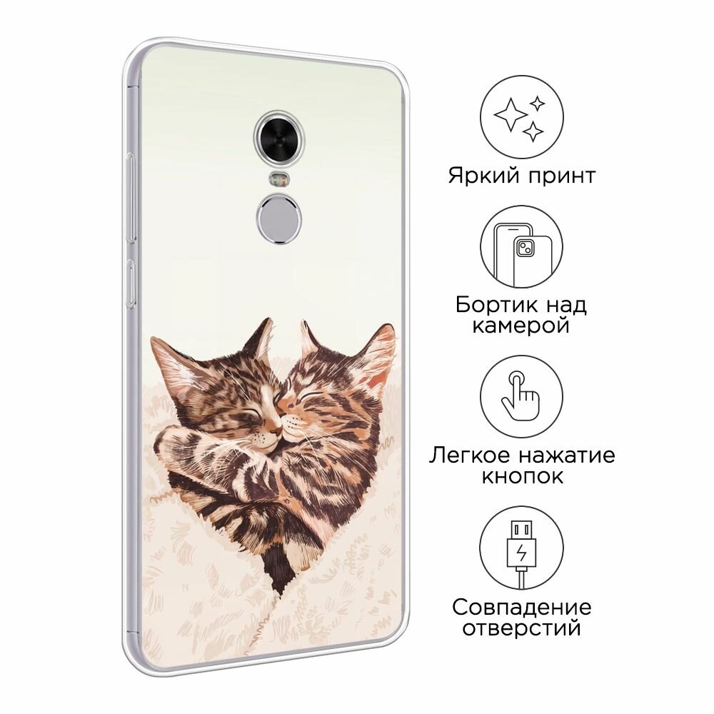 Чехол на Xiaomi Redmi Note 4 (MediaTek) / Сяоми Редми Ноут 4 (MediaTek) с принтом "Влюбленные котейки - 14 февраля" — фото 1
