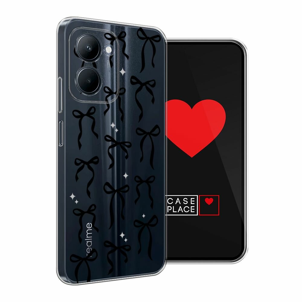 Чехол на Realme C33 / Реалми С33 с принтом "Black bows", прозрачный — фото 1