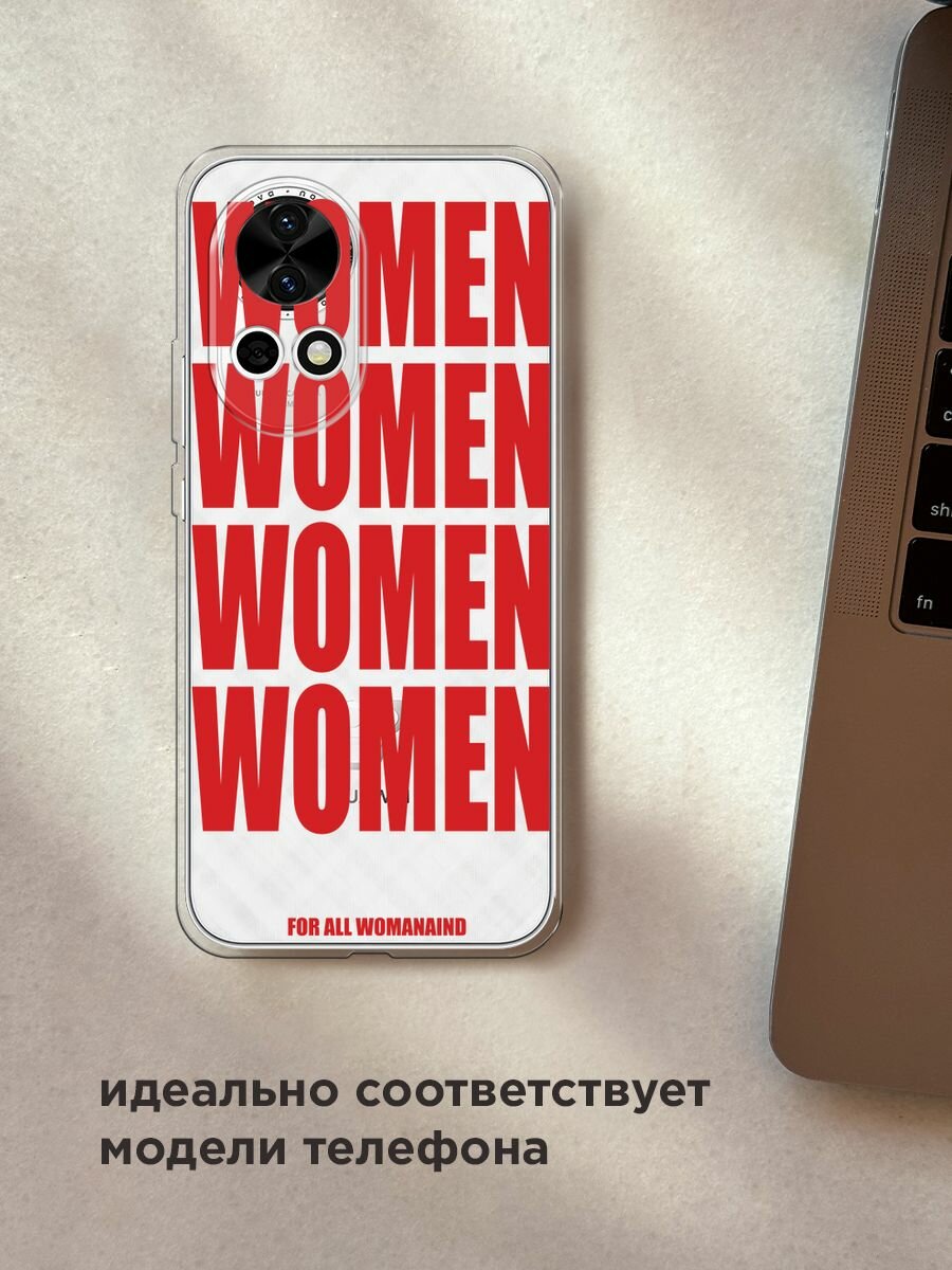 Чехол на Huawei Nova 12/Nova13 / Хуавей Нова 12/Нова 13 с принтом "WOMEN", прозрачный — фото 1