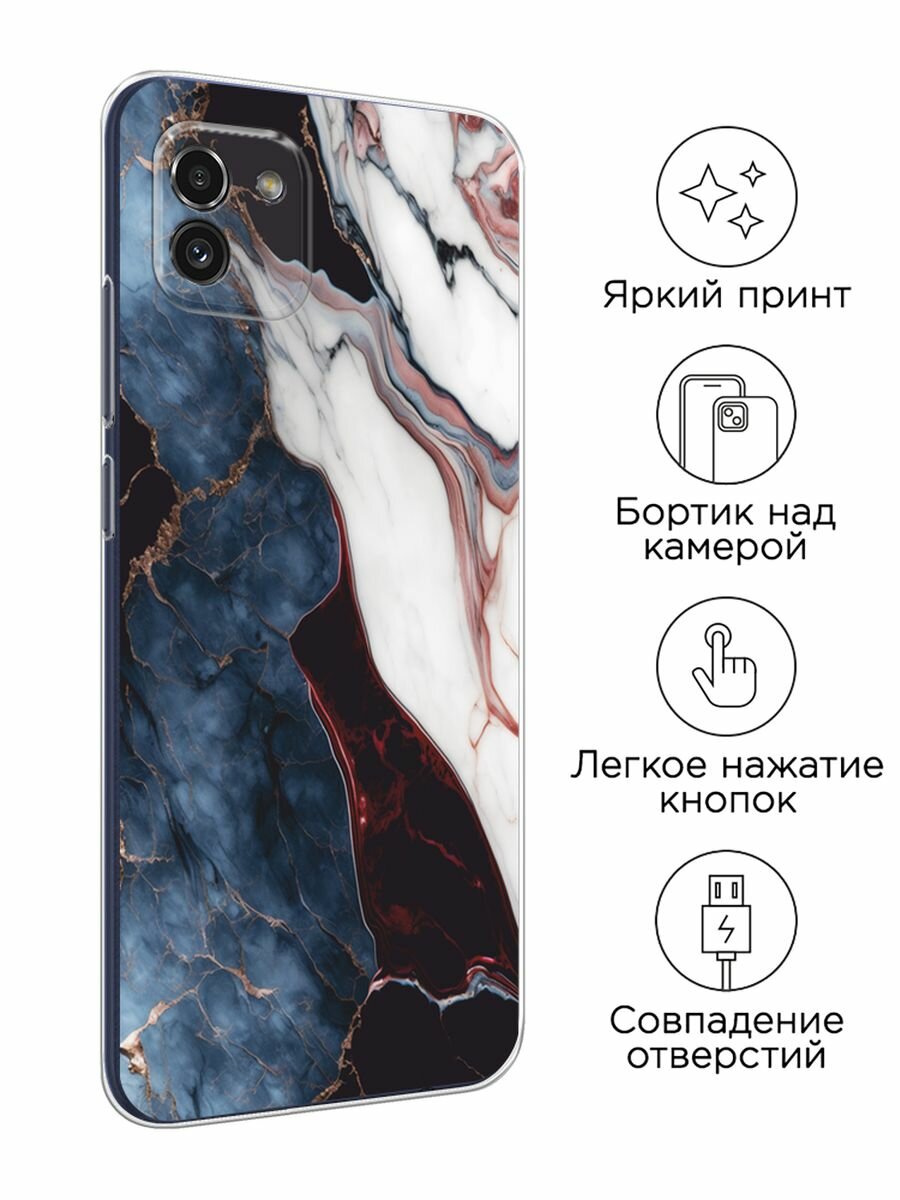 Чехол на Samsung Galaxy A03 / Самсунг Галакси А03 с принтом "Благородный мрамор" — фото 1