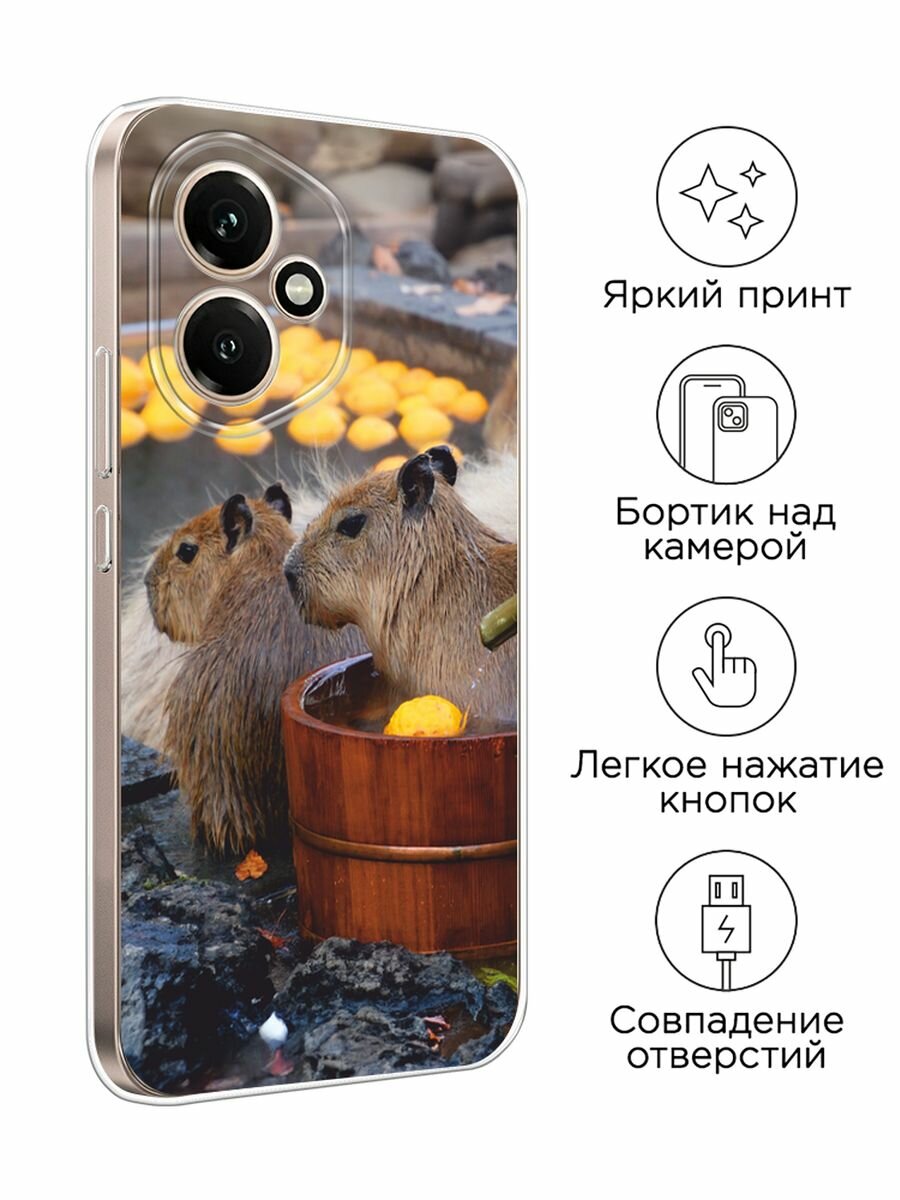 Чехол на Honor 400 / Хонор 400 с принтом "Капибары отмокают" — фото 1