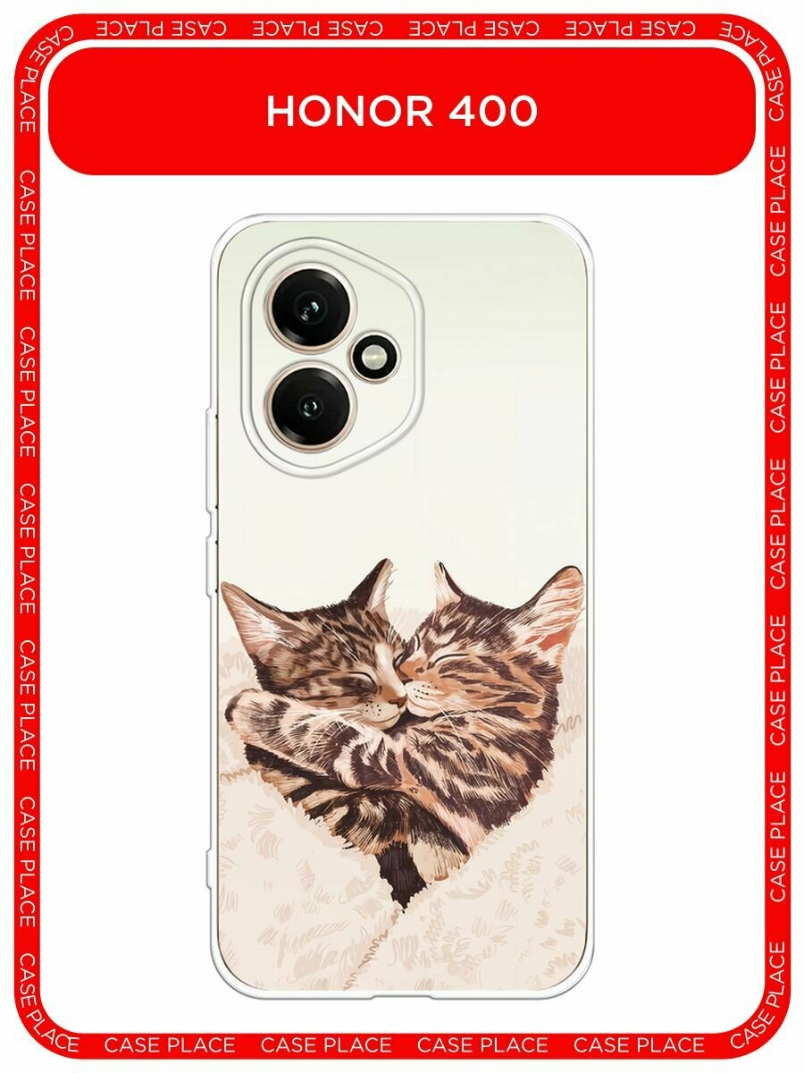 Чехол на Honor 400 / Хонор 400 с принтом "Влюбленные котейки - 14 февраля"