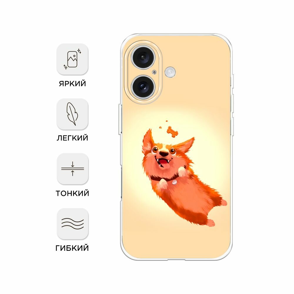 Чехол на Apple iPhone 16 / Айфон 16 с принтом Корги печенька — фото 1