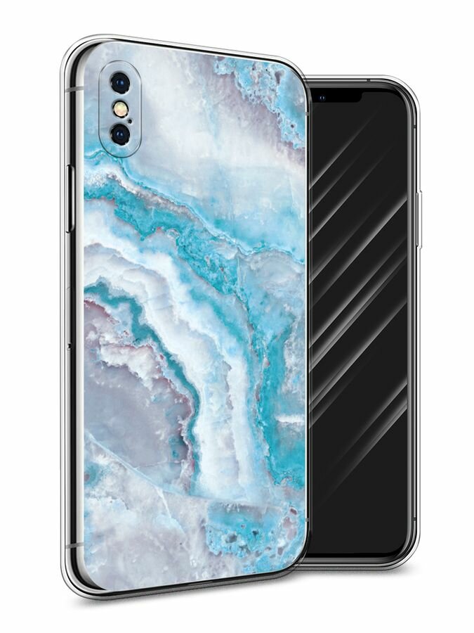 Чехол на Apple iPhone XS Max / Айфон XS Max с принтом "Нежно-голубой мрамор"