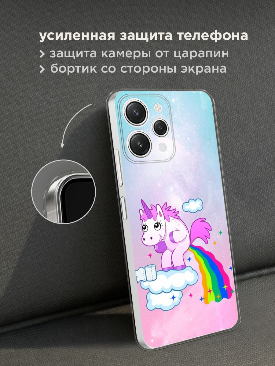 Чехол на Xiaomi Redmi 12 / Сяоми Редми 12 с принтом "Единорог какает" — фото 1
