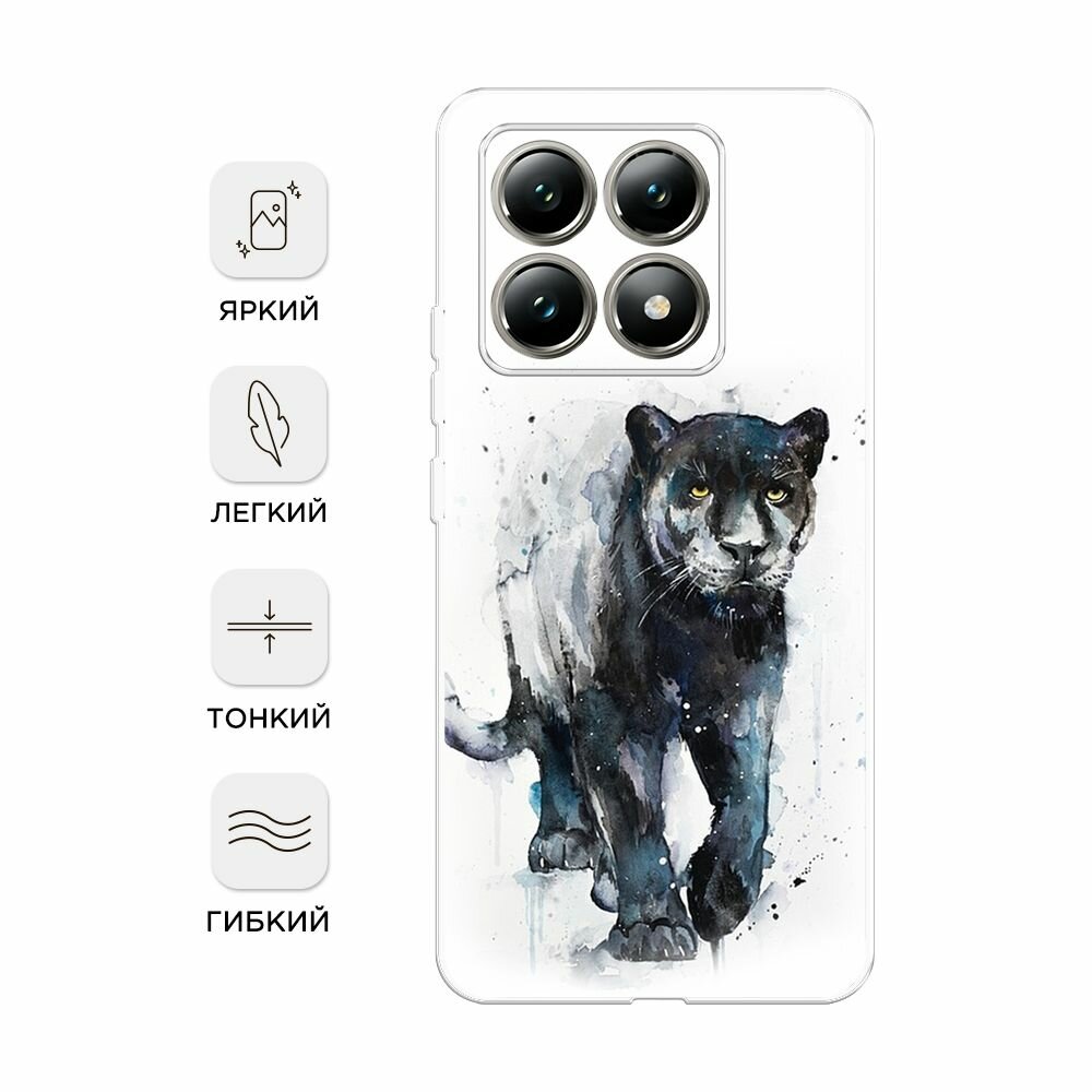 Силиконовый чехол на Xiaomi 14T / Сяоми 14T с принтом "Пантера арт 3" — фото 1