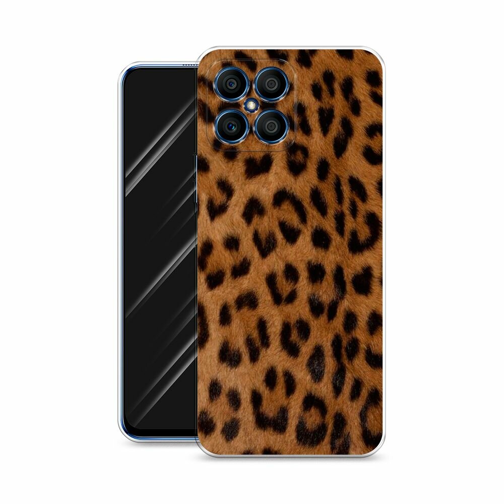 Силиконовый чехол на Honor X8 / Хуавей X8 с принтом "Мех леопарда" — фото 1