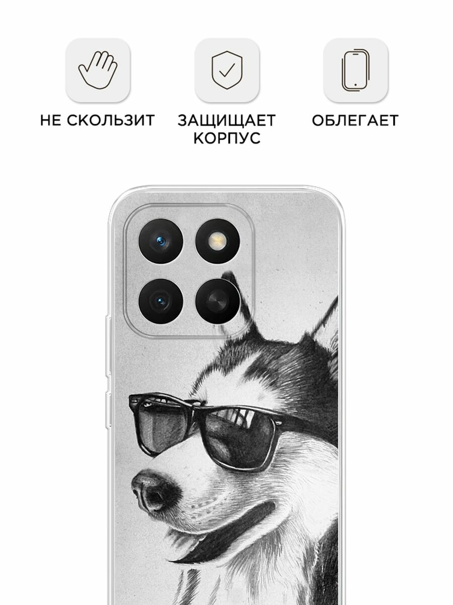 Силиконовый чехол на Honor X8c / Хонор X8c с принтом "Крутой Хаске" — фото 1